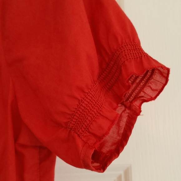 The Limited | Tops | Limited Short Sleeve Red Blouse With Ruching ...